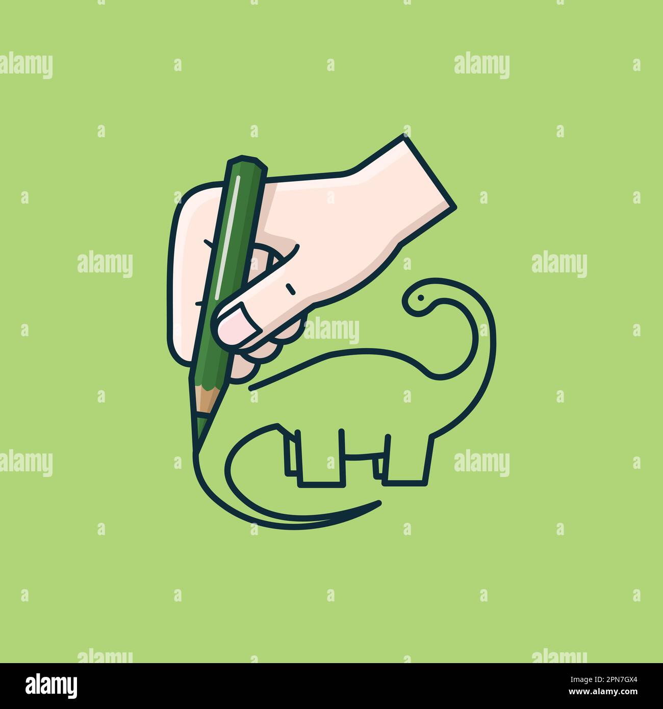 Hand drawing a dinosaur vector illustration for Draw A Dinosaur Day on ...