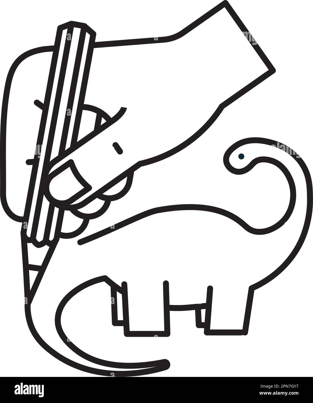 Hand drawing a dinosaur vector line icon for Draw A Dinosaur Day on ...