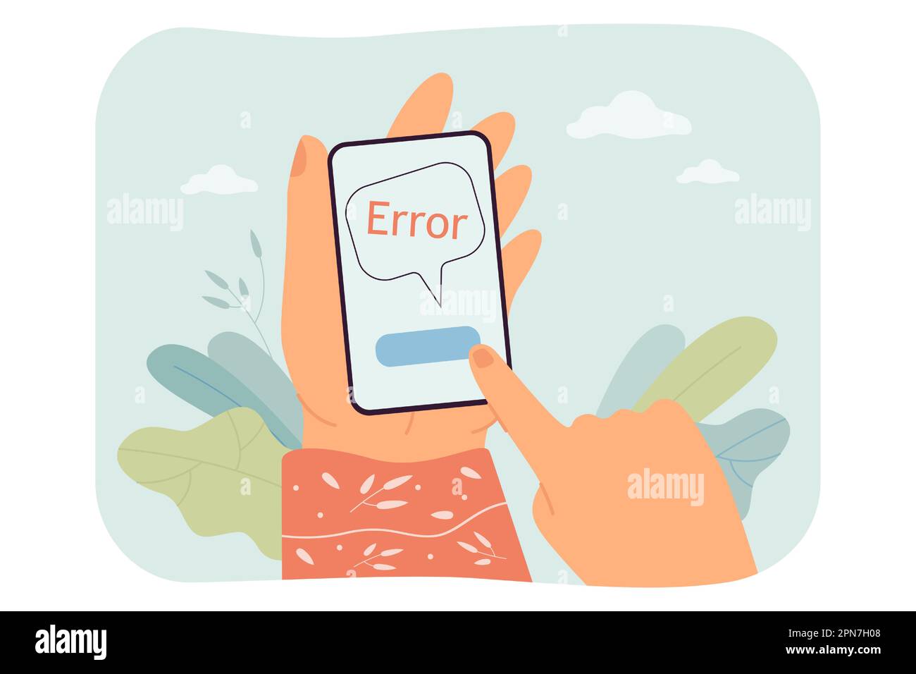 Female hands holding phone with alert error message on screen Stock ...