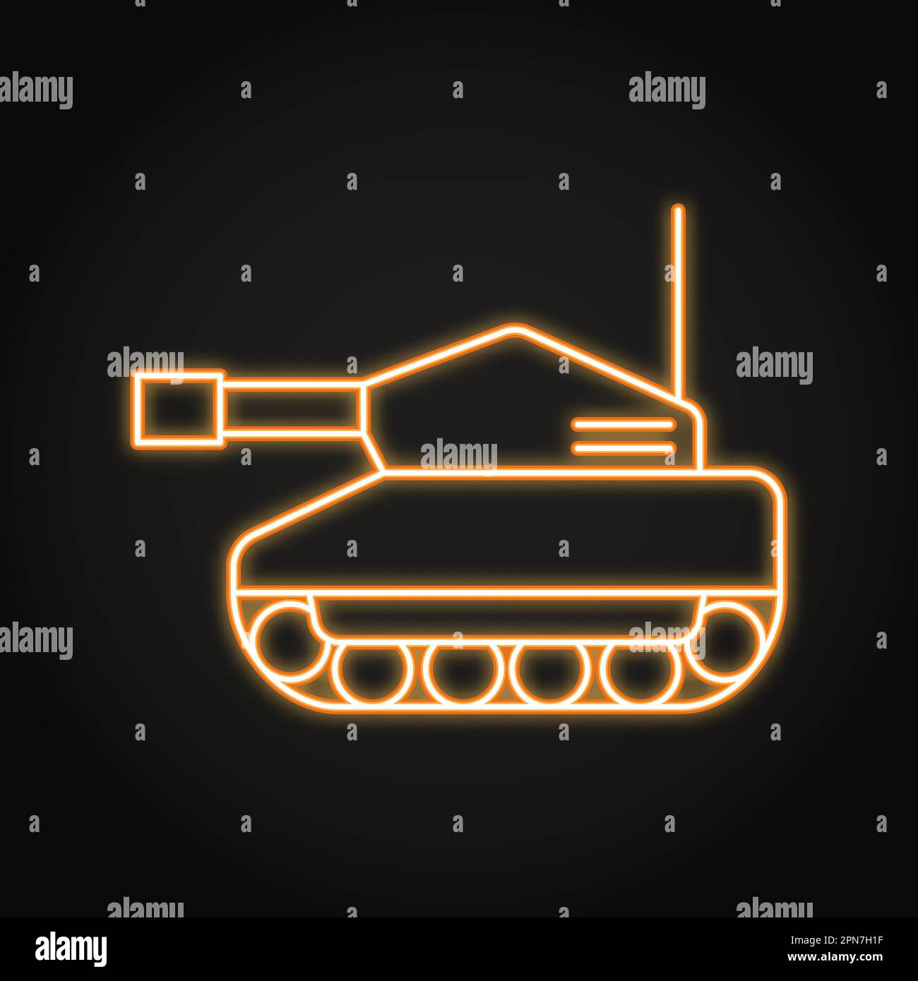 Military tank neon icon in line style.war machine symbol. Vector ...