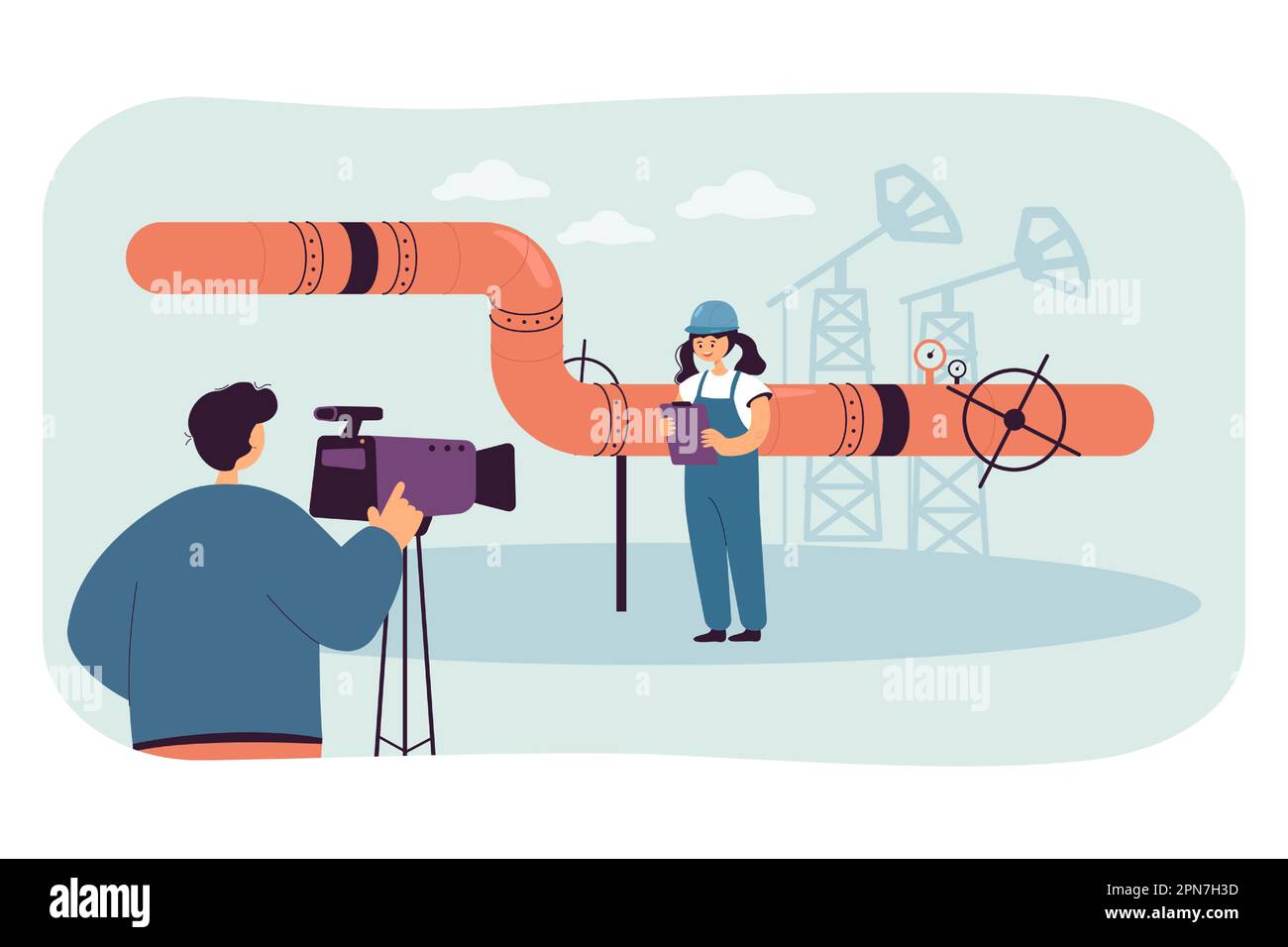 Man with camera recording pipeline inspection process Stock Vector Image & Art - Alamy