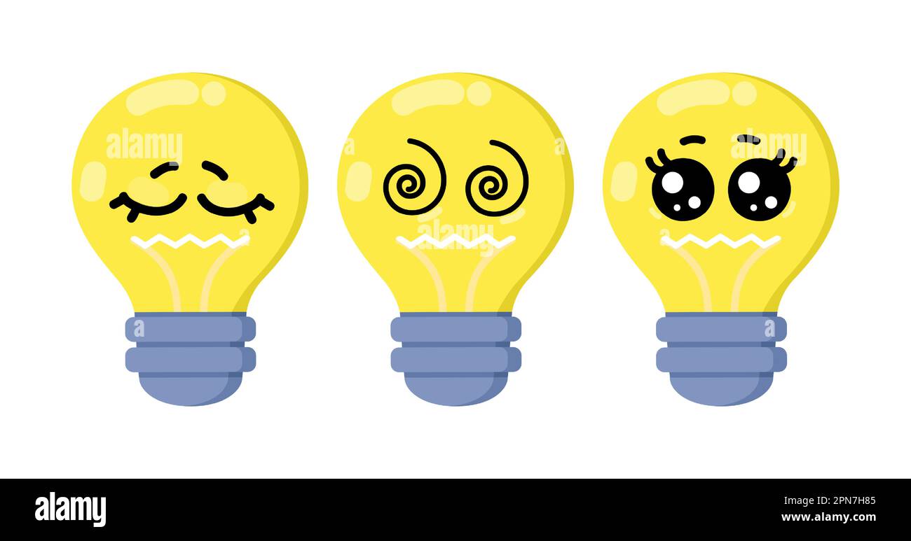 Light bulbs with cute faces vector set Stock Vector Image & Art - Alamy