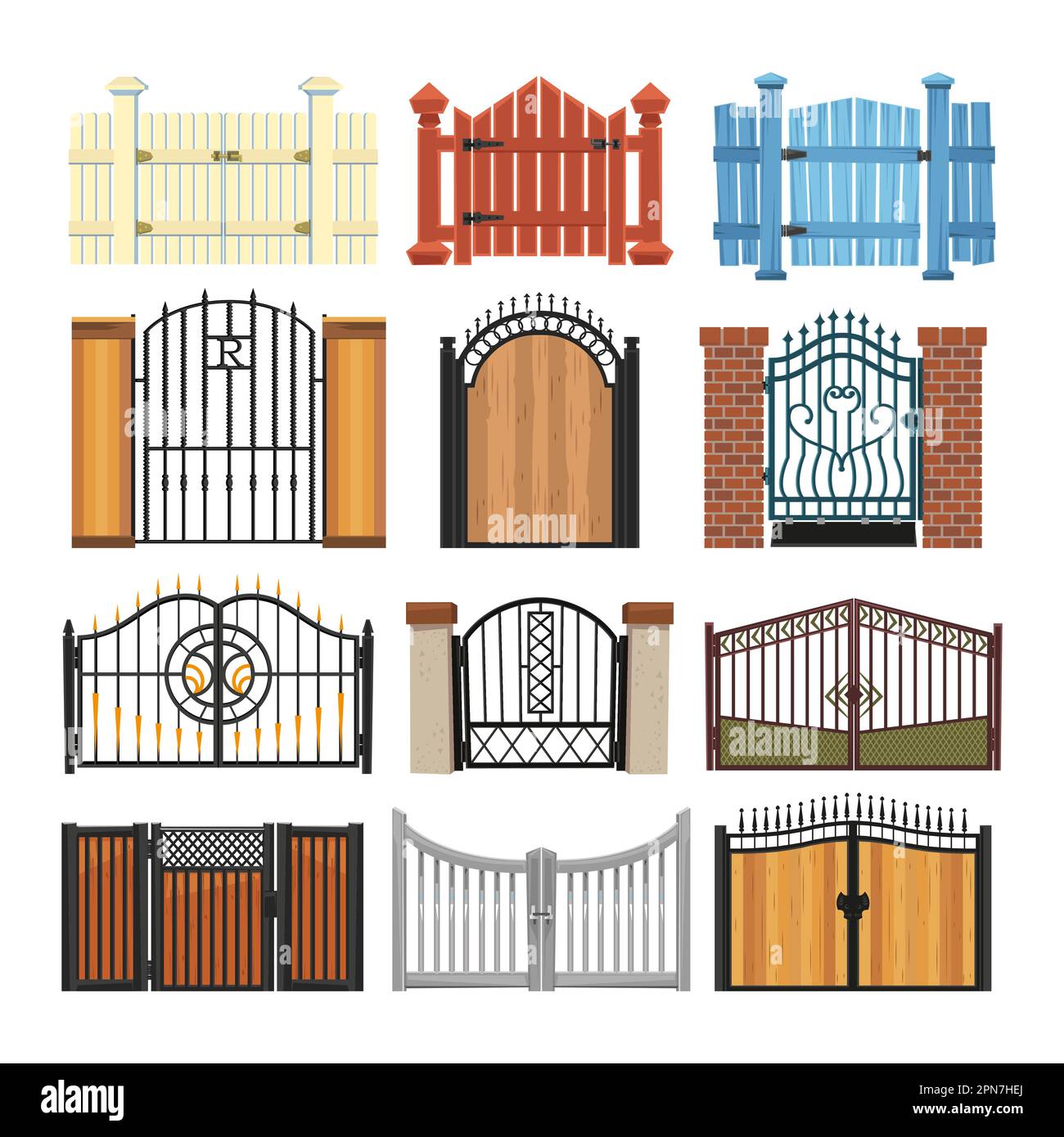 Fence gates set Stock Vector Image & Art - Alamy