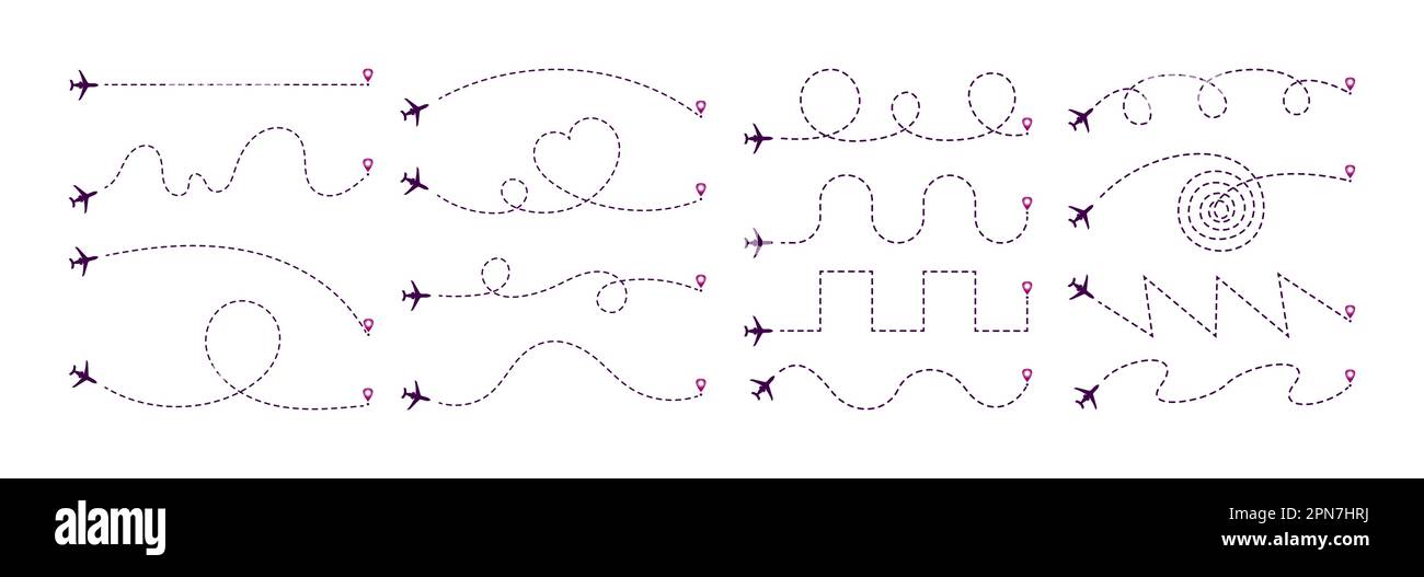 Line trails of flying aeroplane set Stock Vector Image & Art - Alamy