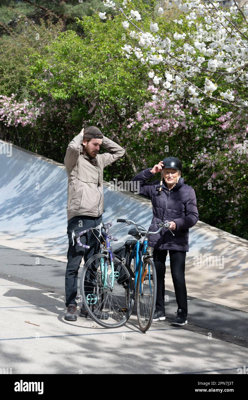 A very active 91 year-old out for a bike ride with her grandson, Parc ...