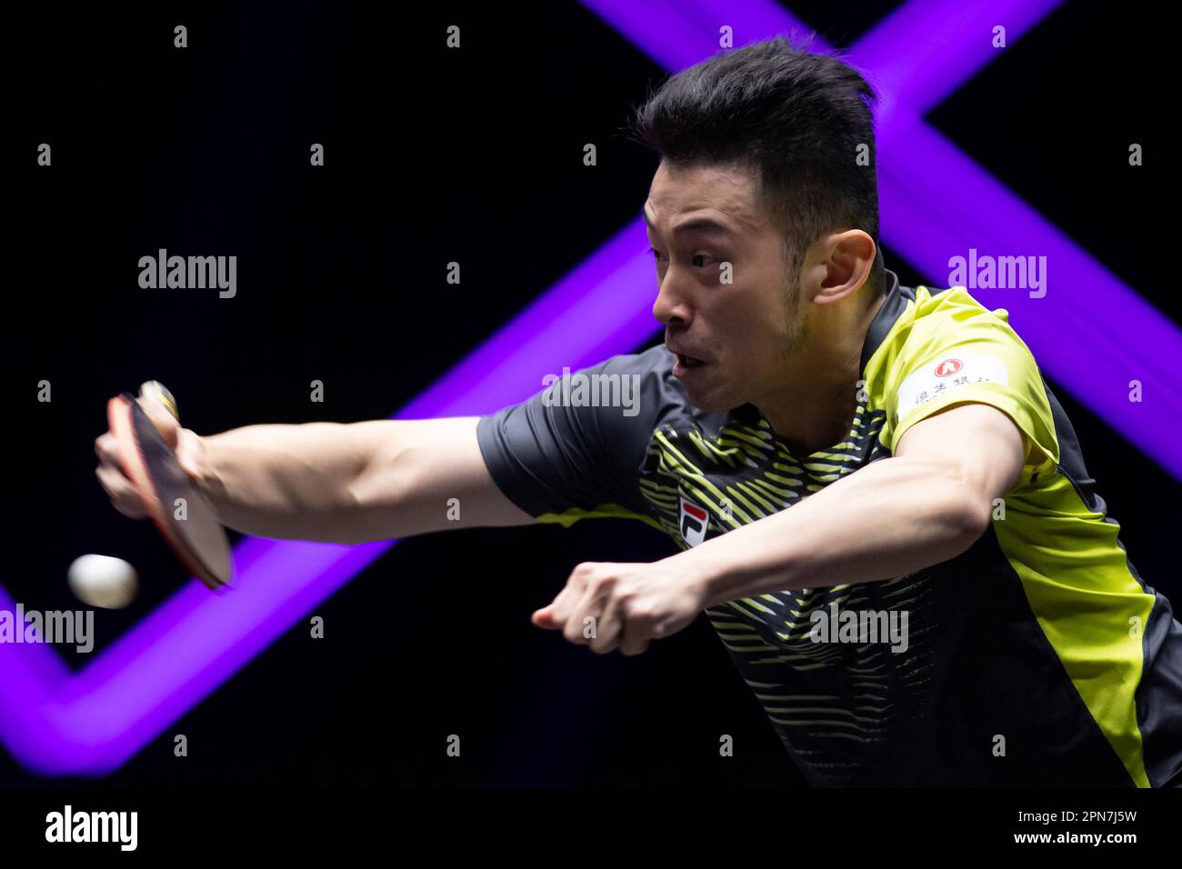 Macao, China. 17th Apr, 2023. Wong Chun Ting of China's Hong Kong hits ...