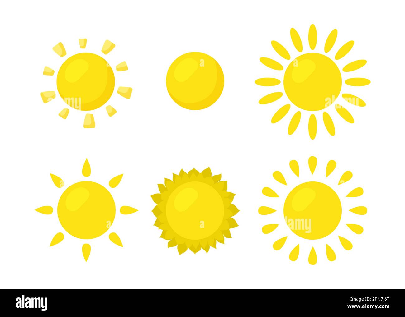 Sun with rays of different shapes vector illustrations set Stock Vector ...