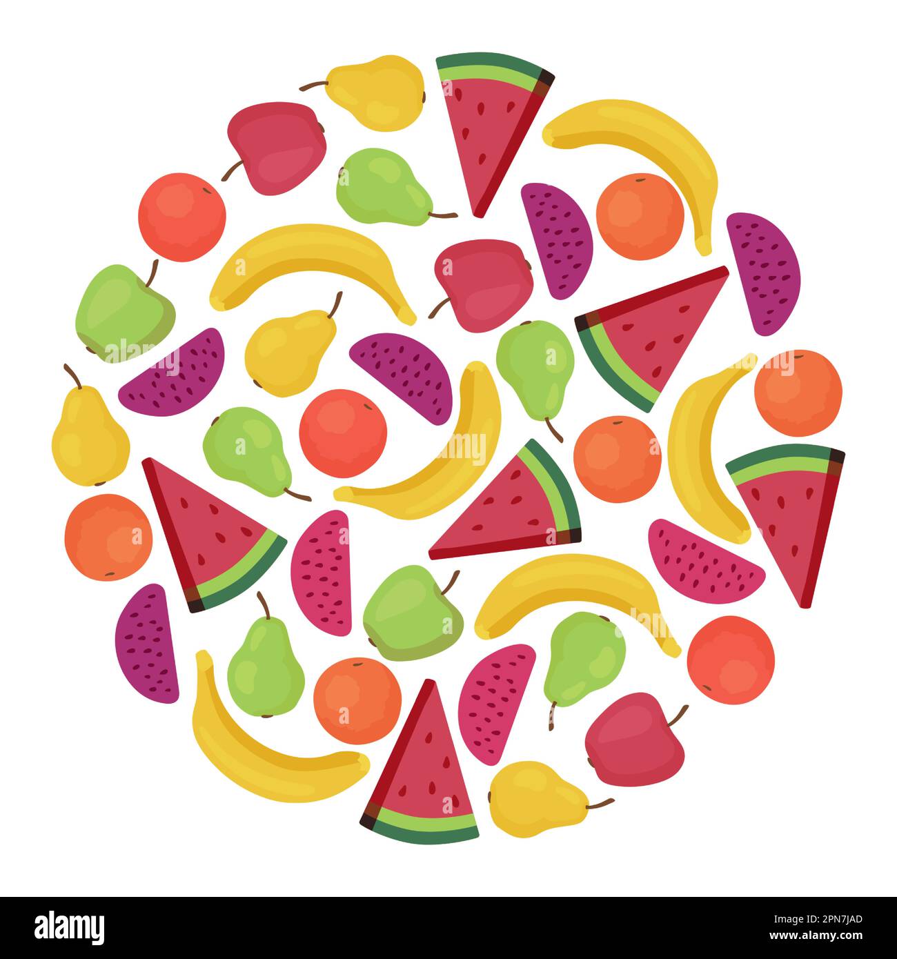 Circle pattern with different fruits vector illustration Stock Vector ...