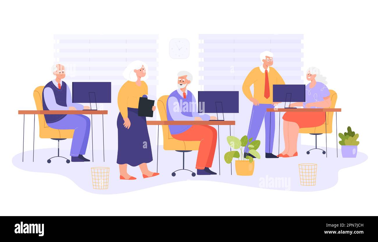 Senior man talking woman in Stock Vector Images - Alamy