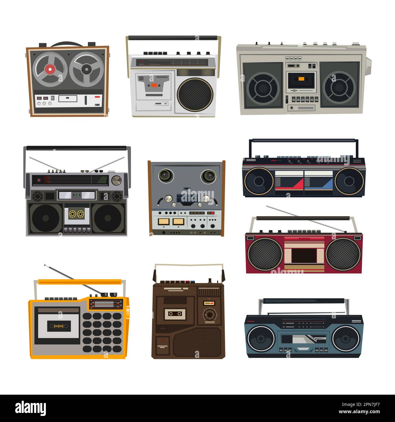 Various vintage tape recorders cartoon illustration set Stock Vector Image & Art - Alamy