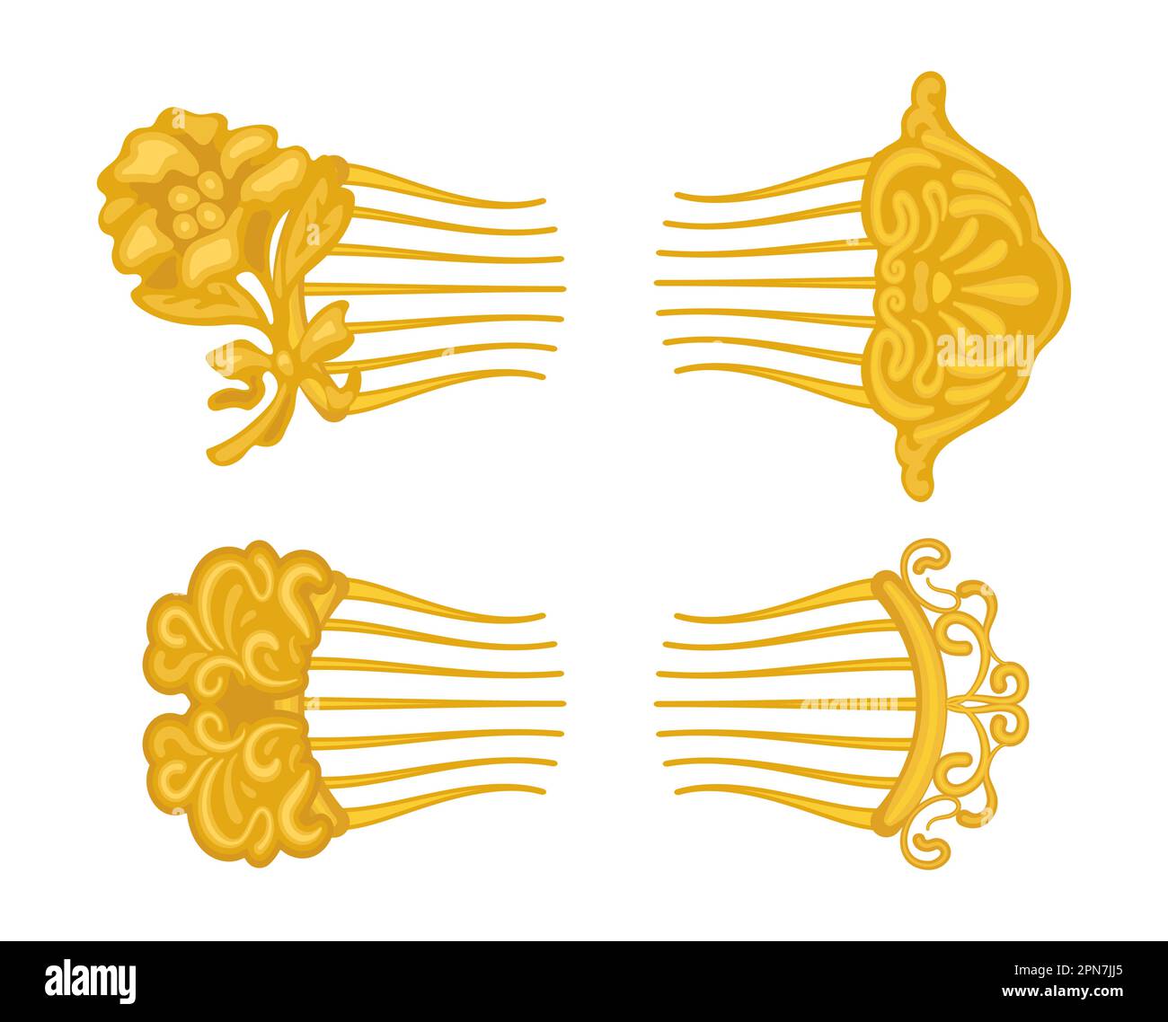 Gold vintage hair combs set Stock Vector Image & Art - Alamy