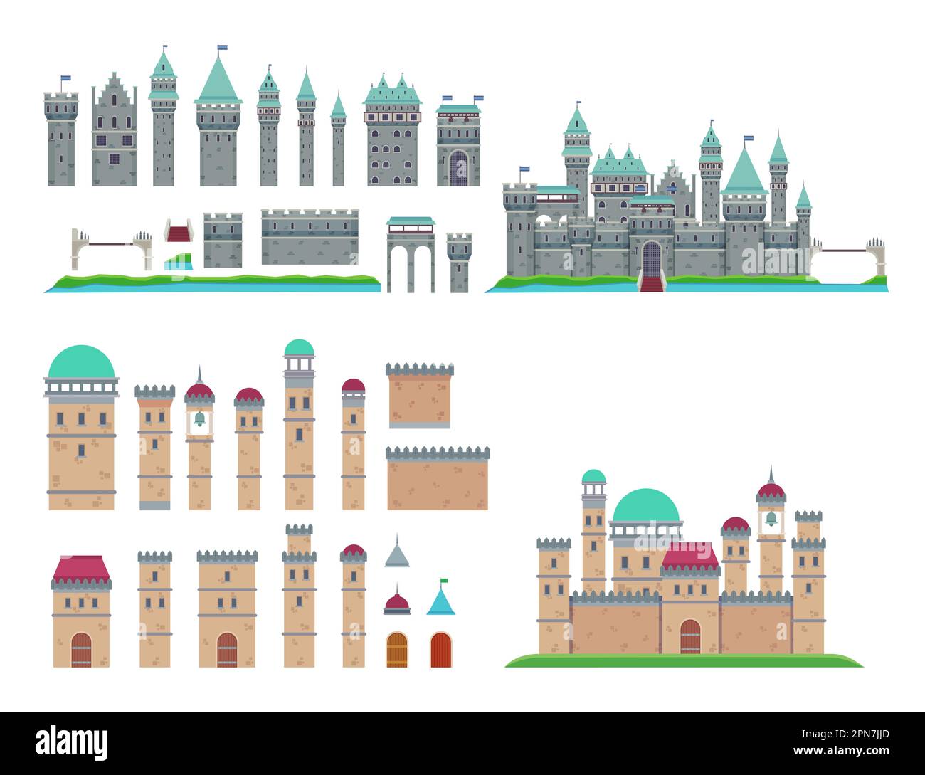 Medieval castle or palace elements vector illustrations set Stock Vector Image & Art - Alamy
