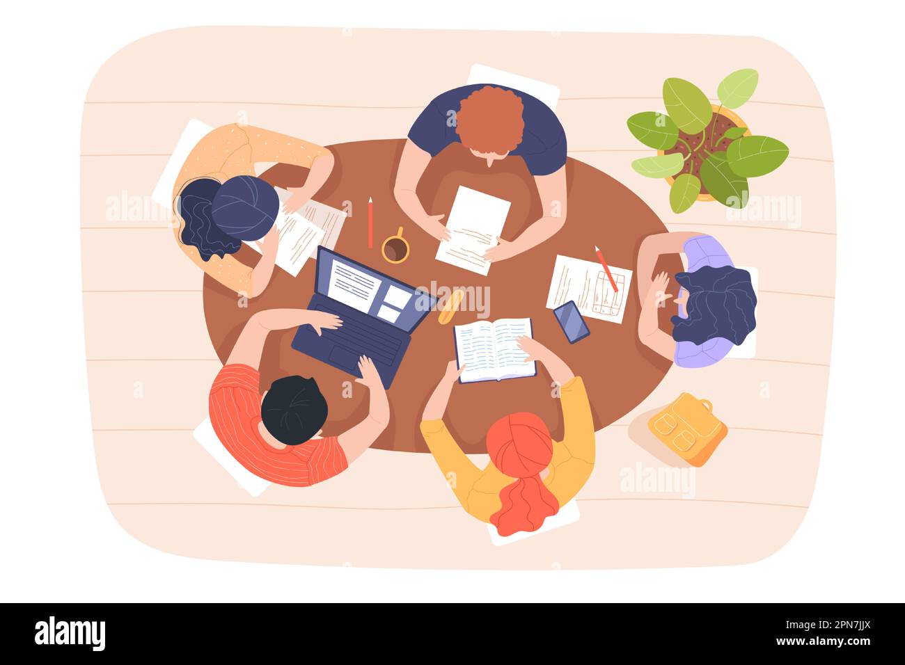 Students studying together cartoon hi-res stock photography and images ...