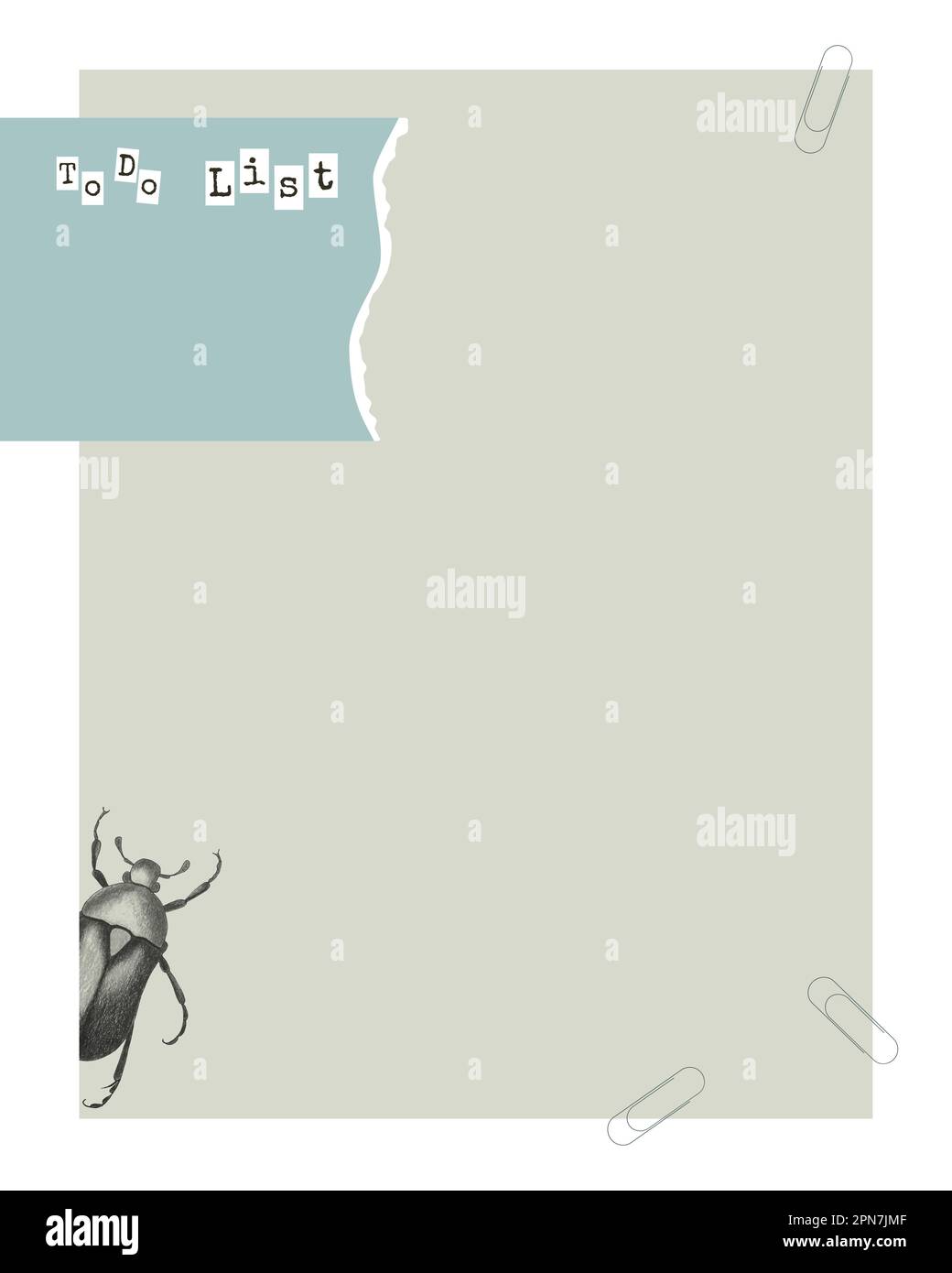 To do list vintage collage style with hand drawn stamp monochrome bugs ...