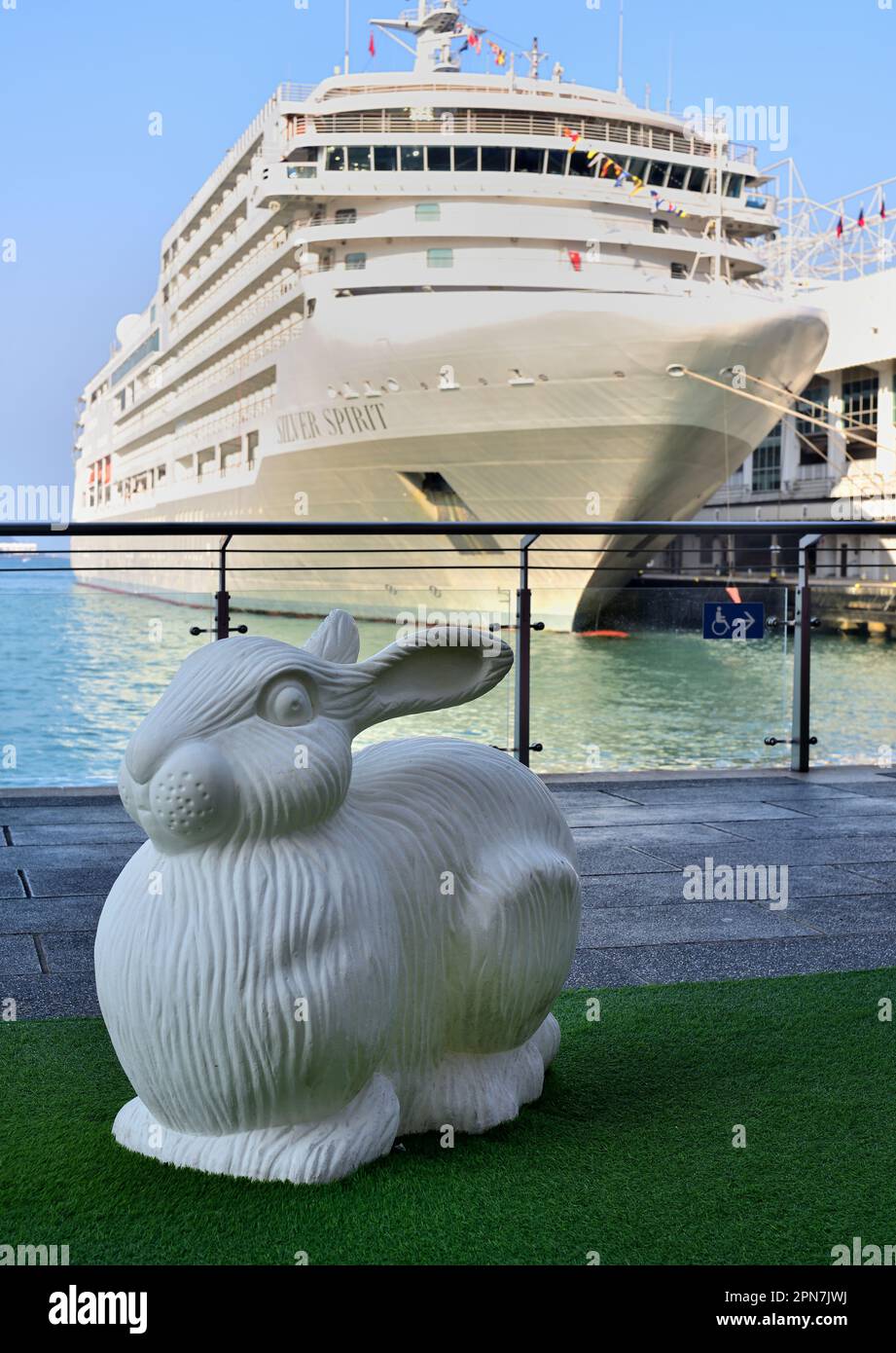 White rabbit at waterfront, Hong Kong Stock Photo - Alamy