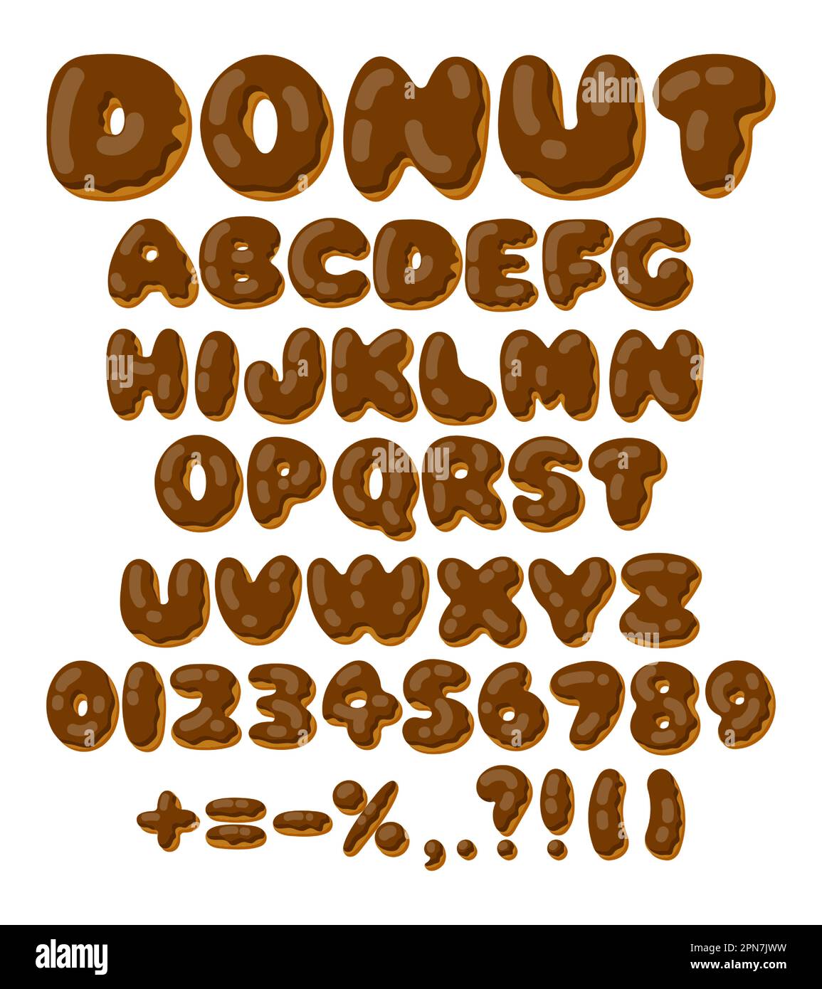 Alphabet letters as chocolate doughnuts vector illustrations set Stock ...