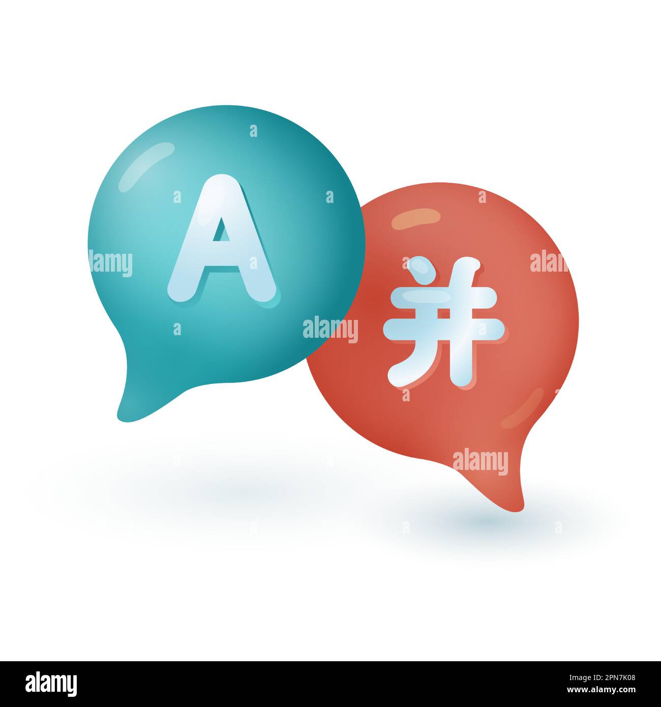 Green, red bubbles with letters of different languages 3D icon Stock ...