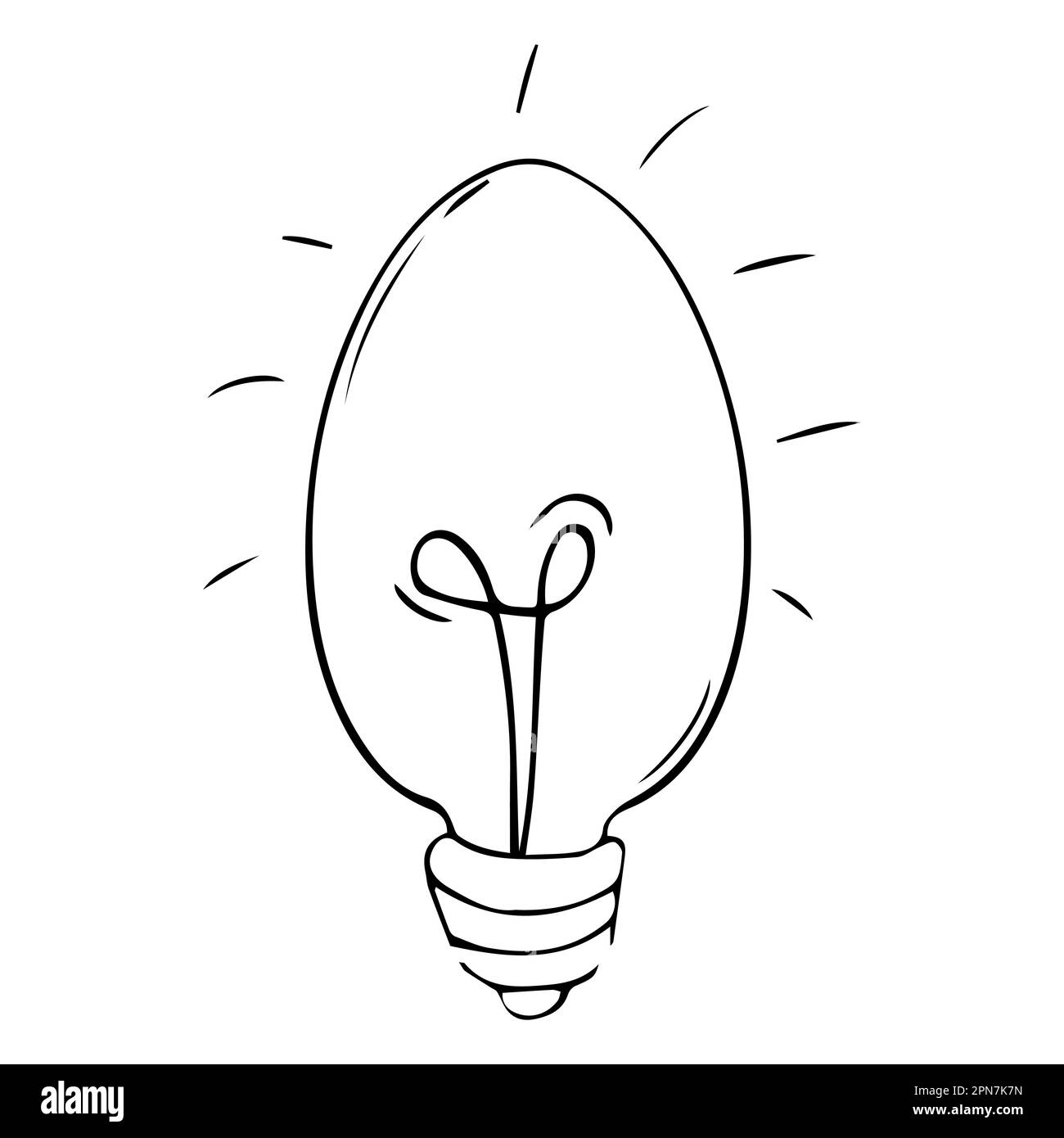 Bulb lamp doodle cartoon comic electricity isolated on white background ...