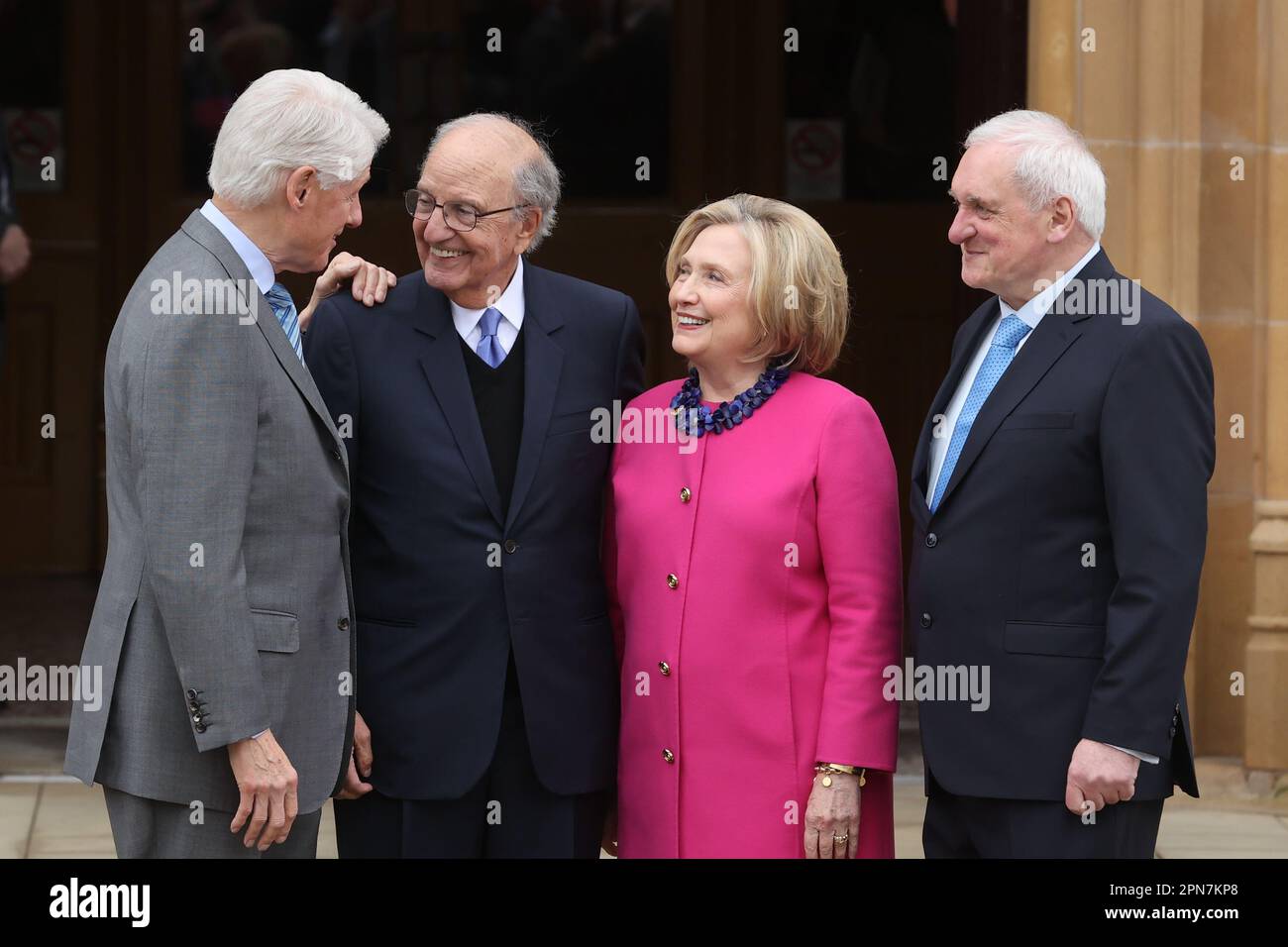 (left to right) Former US president Bill Clinton, Senator George ...