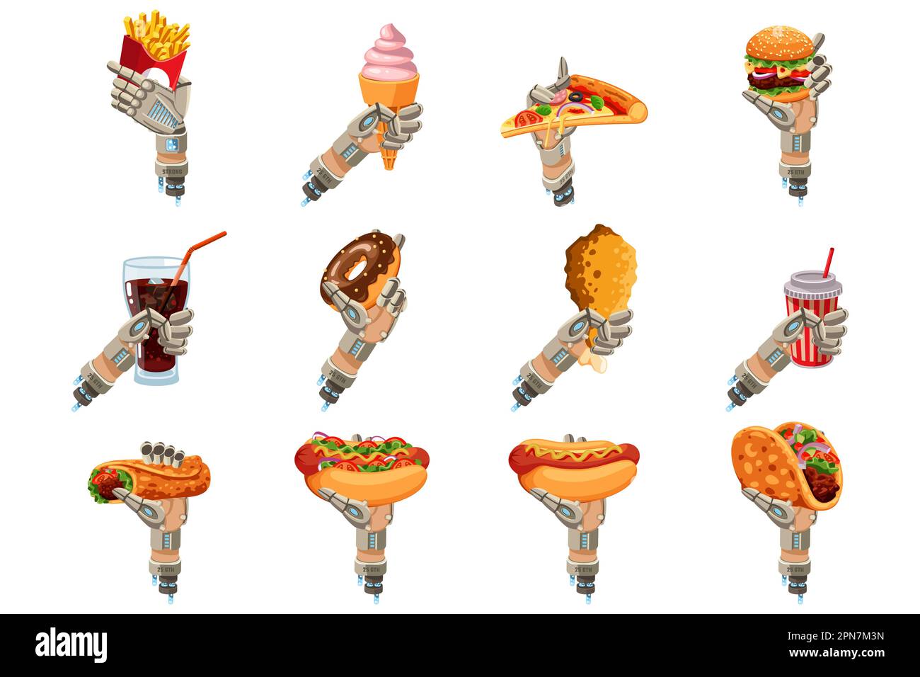 Robot hands holding fast food set Stock Vector Image & Art - Alamy