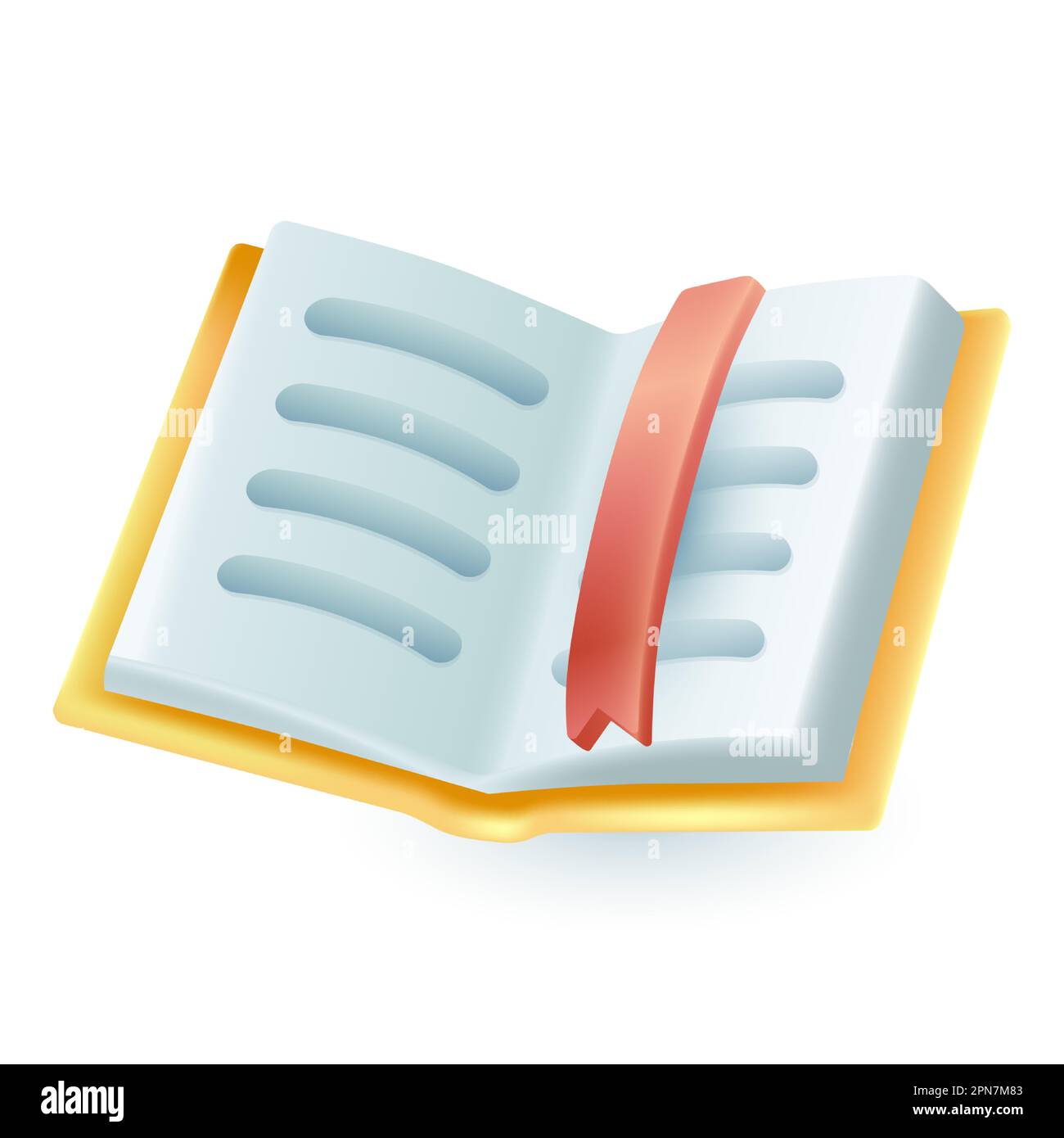 Open book with red bookmark and yellow cover 3D icon Stock Vector Image ...
