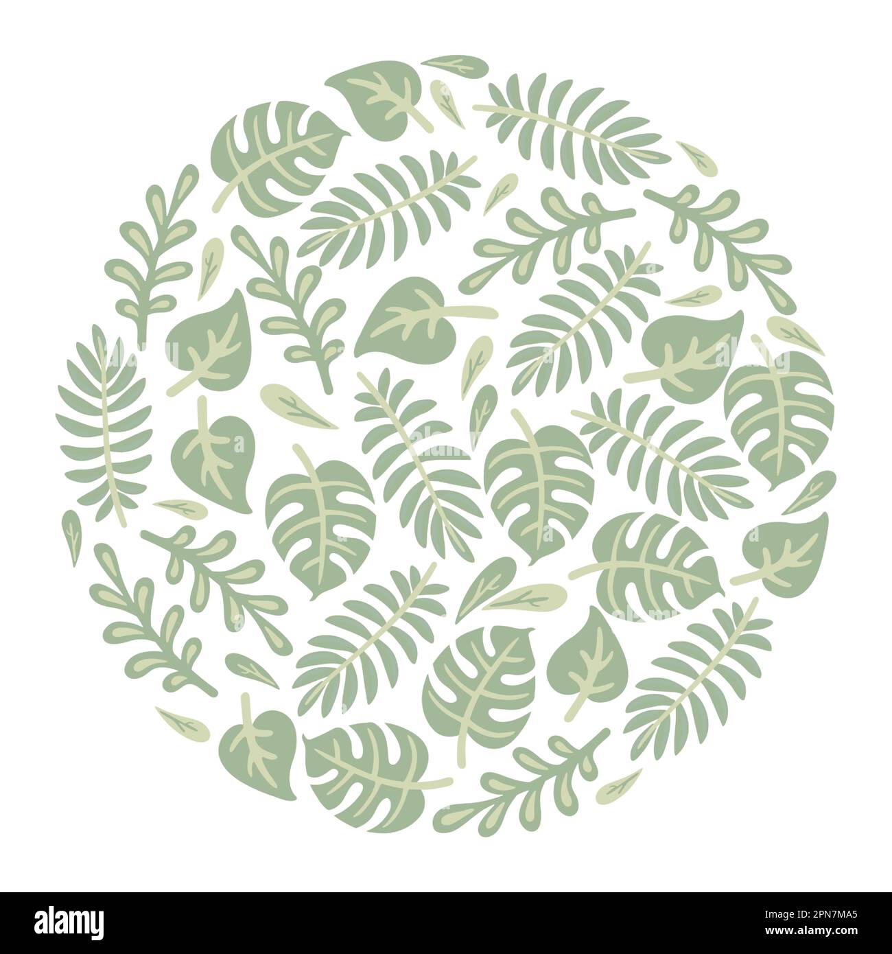 Round pattern with green leaves vector illustration Stock Vector Image ...