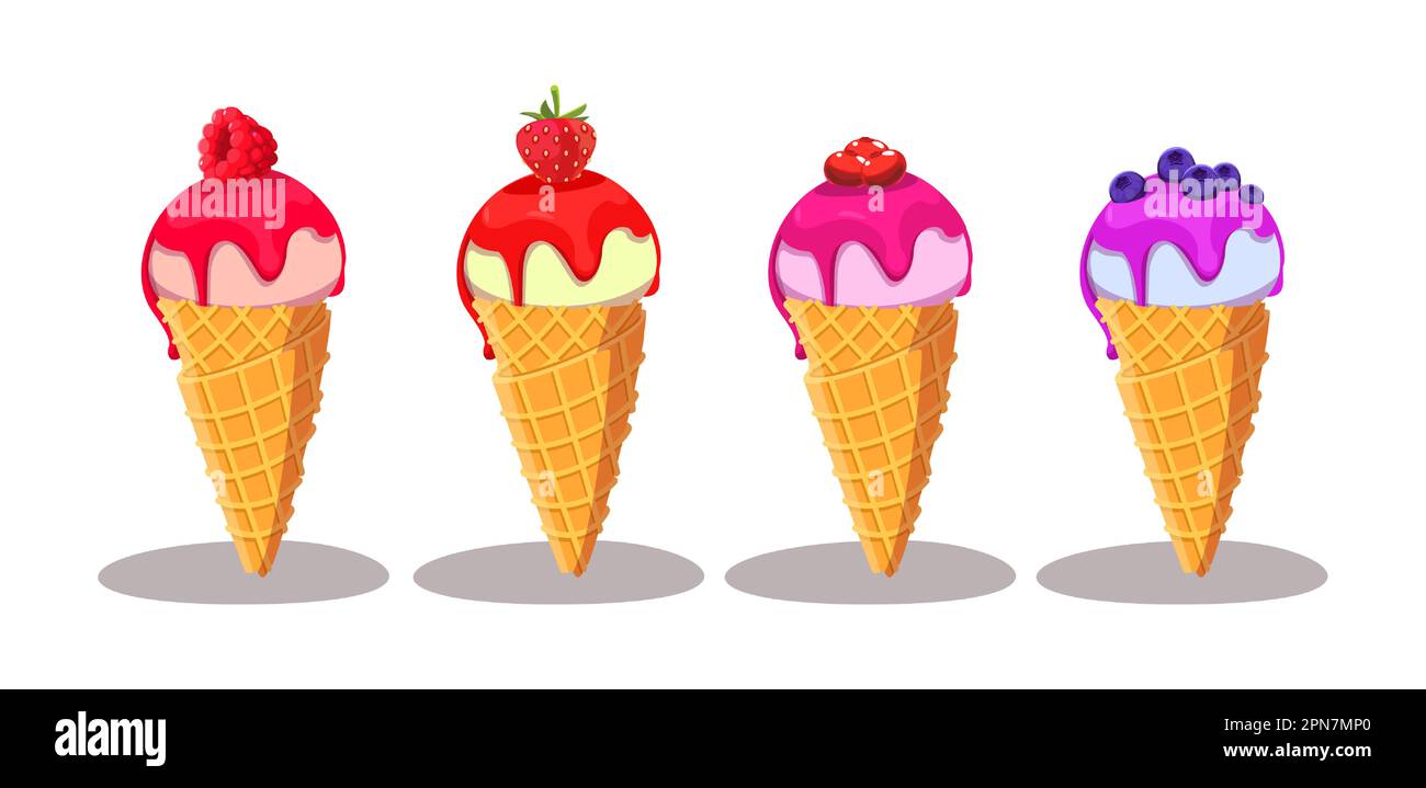 Blueberry icecream in cone Stock Vector Images - Alamy