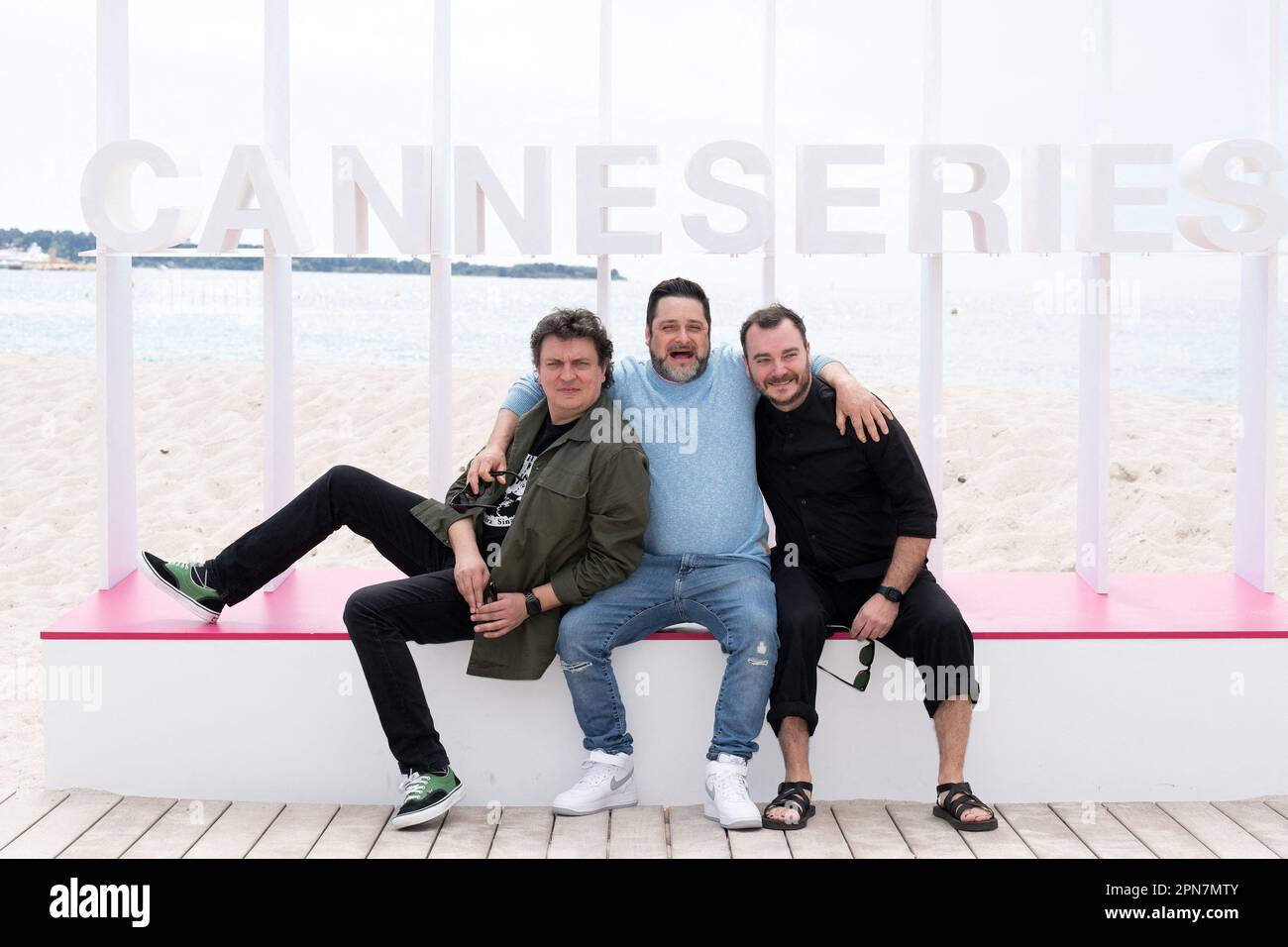 Cannes, France. 17th Apr, 2023. Jean-Francois Rivard, Nicolas Pinson ...