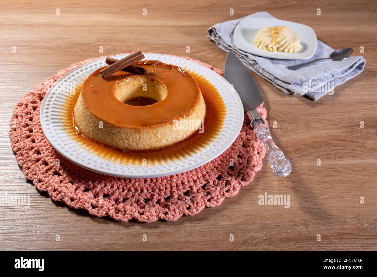 Condensed milk pudding with caramelized sauce Stock Photo - Alamy