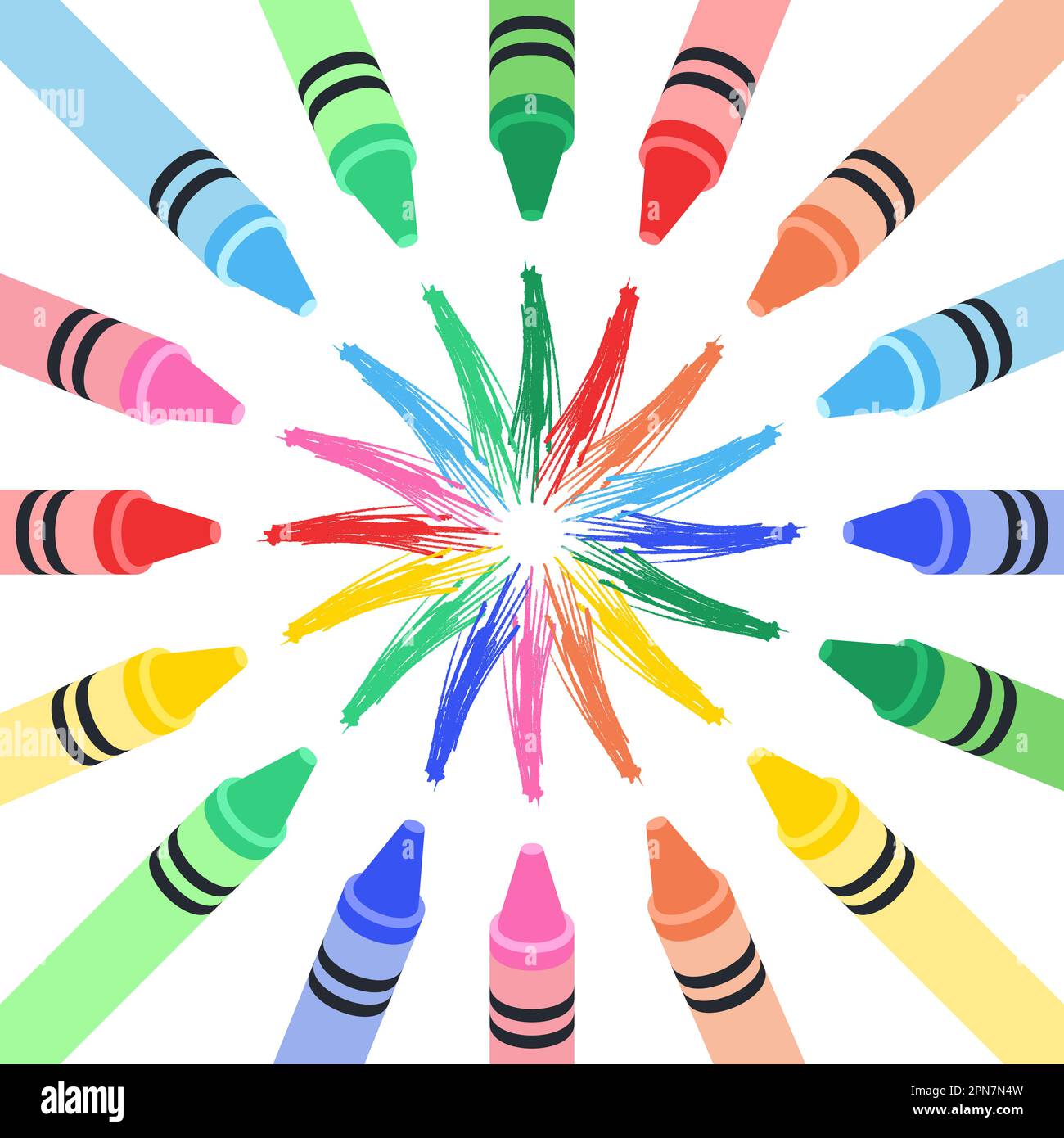 Wax crayon pencils set in pattern with circle shape Stock Vector Image ...