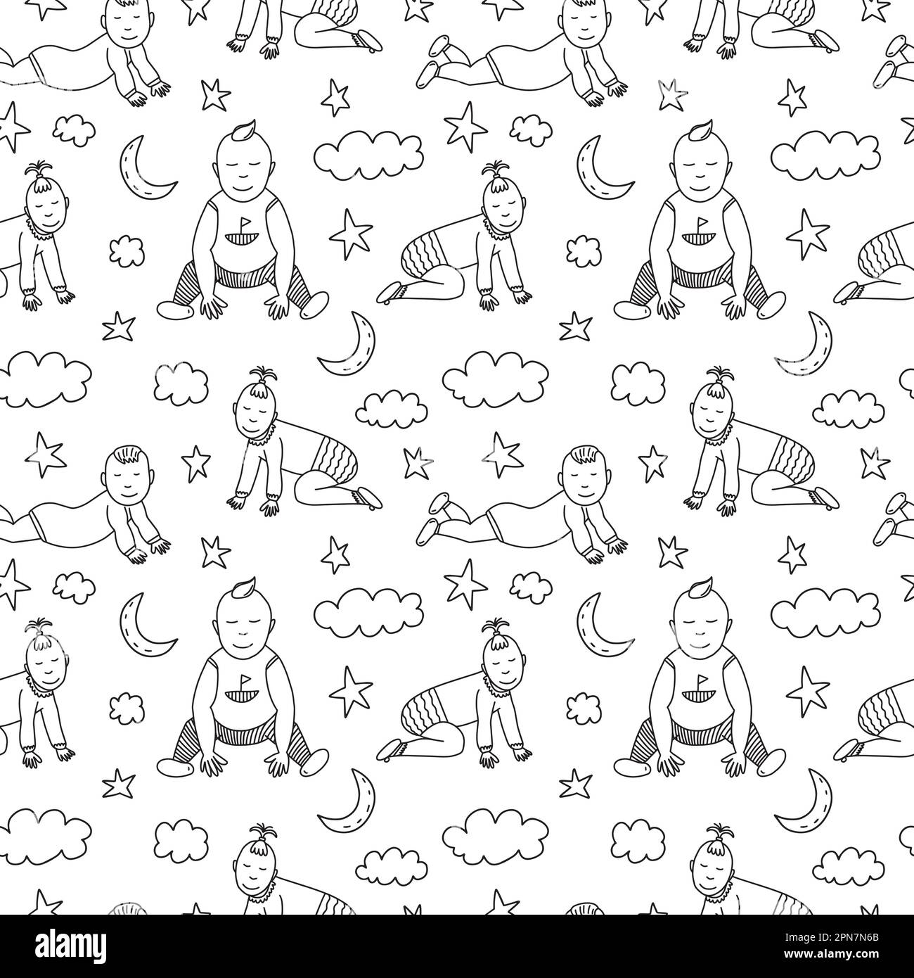 Baby pattern for kids Black and White Stock Photos & Images - Alamy