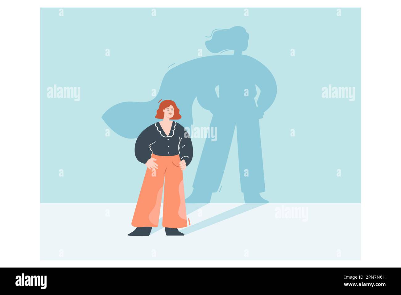 Brave business woman casting shadow with superhero cape Stock Vector ...