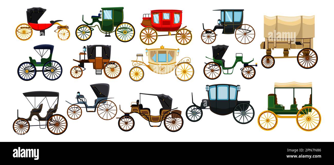 Vintage carriages for royals vector illustrations set Stock Vector ...