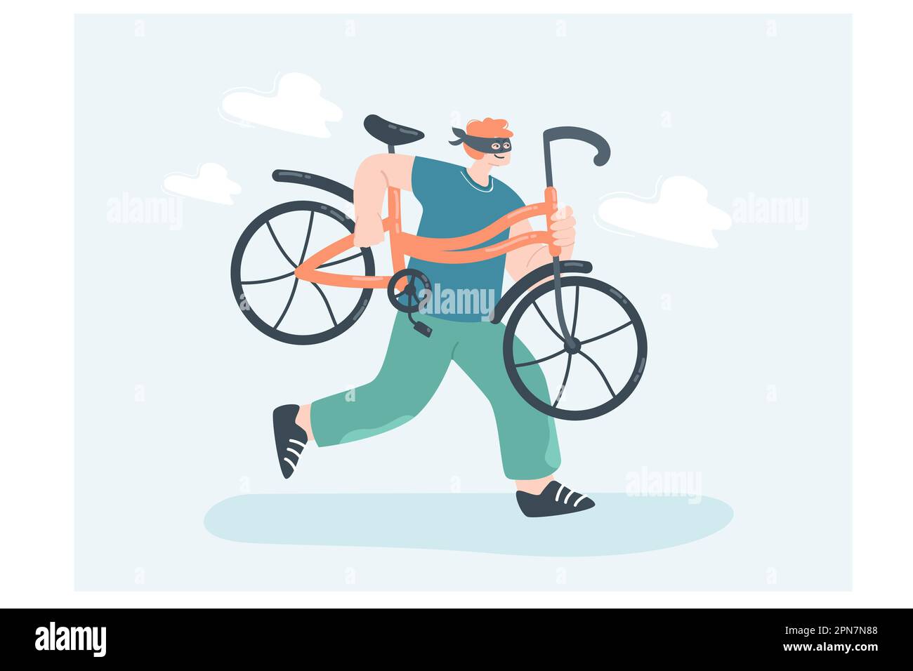 Criminal stealing bicycle flat vector illustration Stock Vector Image ...