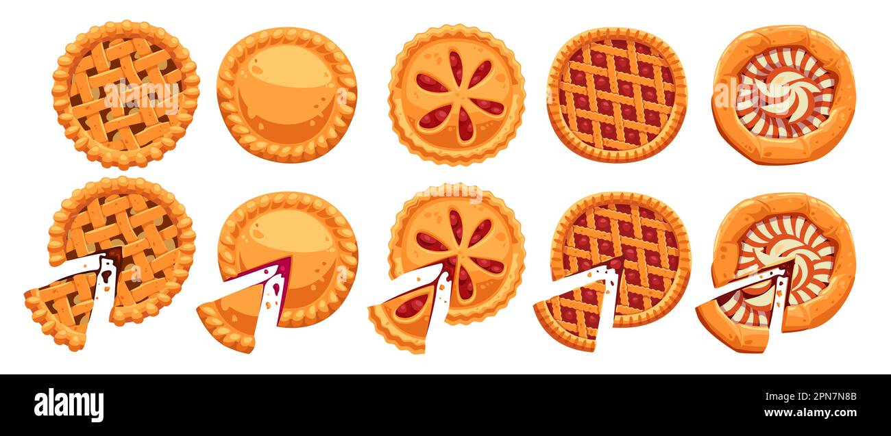 Different pies and slices cartoon illustration set Stock Vector Image & Art - Alamy