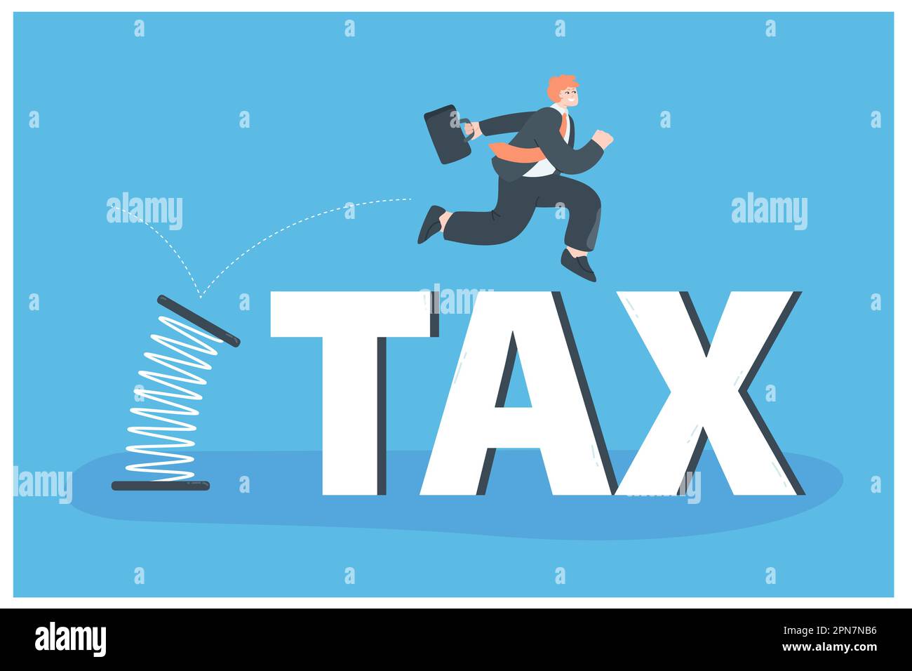 Cartoon businessman jumping high over word tax Stock Vector Image & Art ...