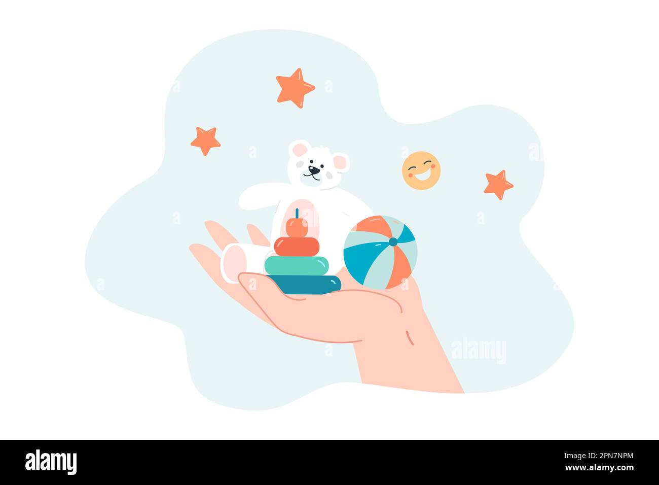 Hand holding kids toys flat vector illustration Stock Vector Image ...