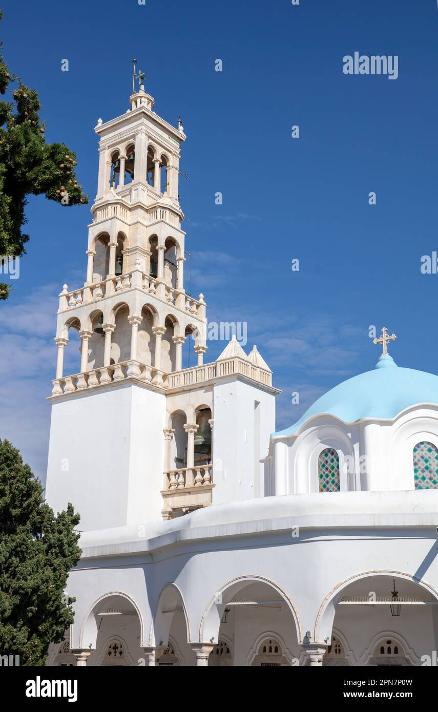 Tinos island, Cyclades, Greece. Evangelistria Greek Orthodox Church ...