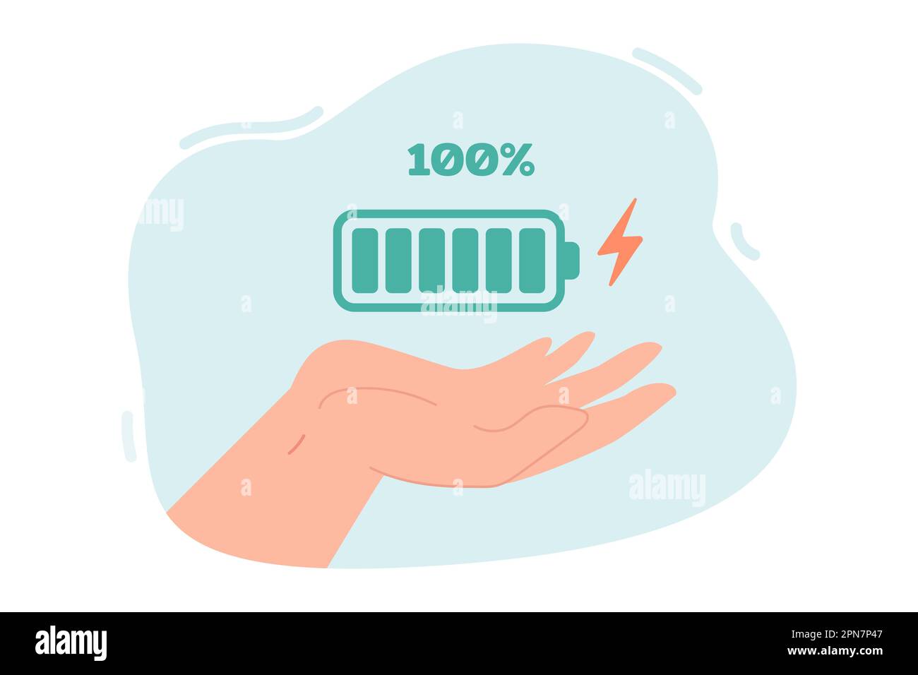 Human hand holding battery with high charge indicator Stock Vector ...