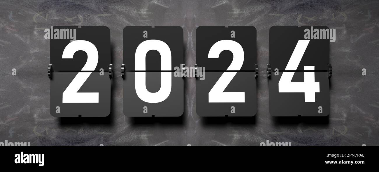 2024 New year, Airport split flap display analog Solari board panel ...