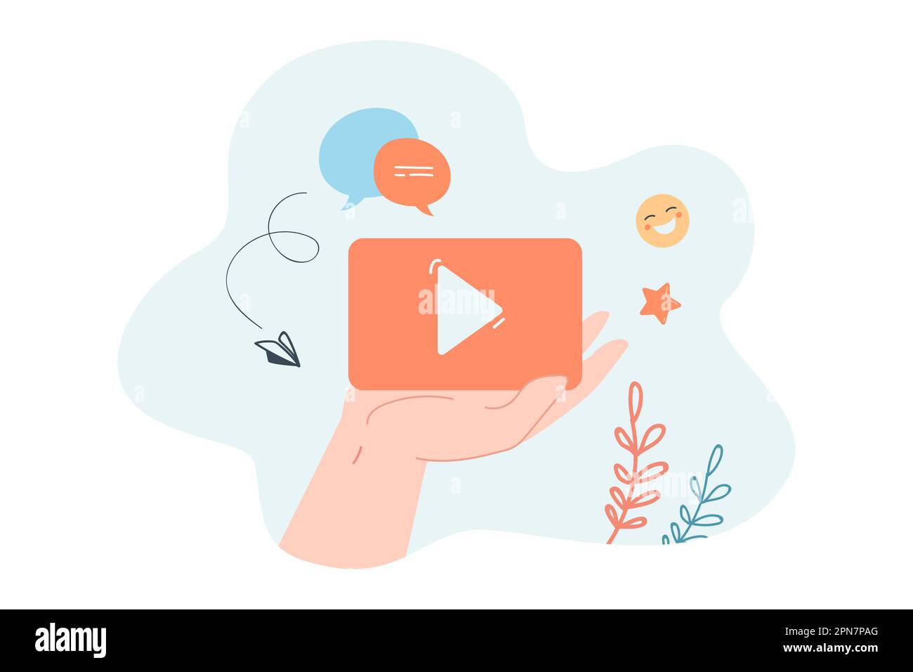 Hand holding video player sign flat vector illustration Stock Vector ...