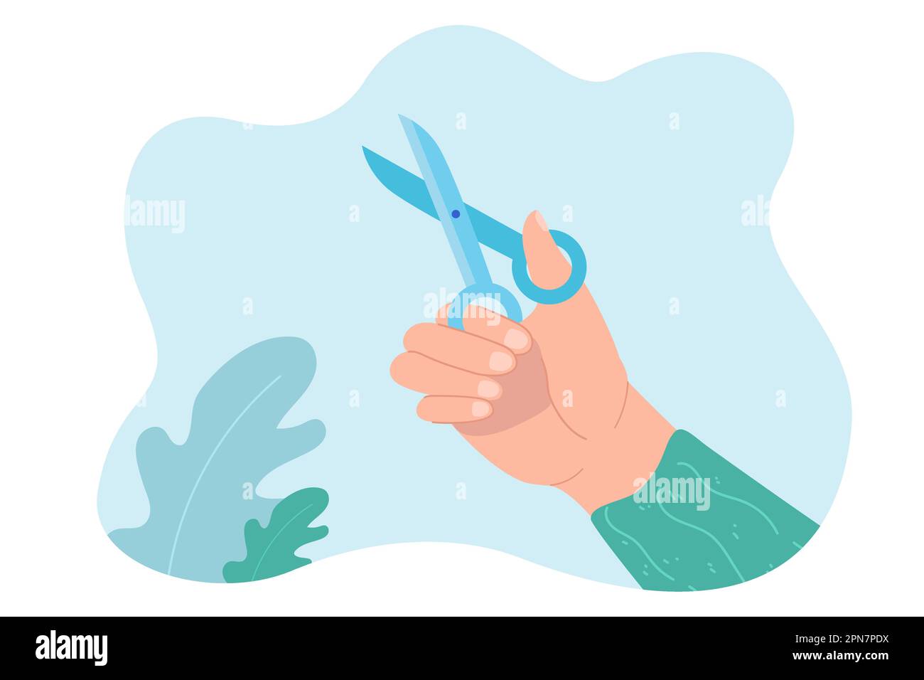Female hand holding scissors flat vector illustration Stock Vector ...