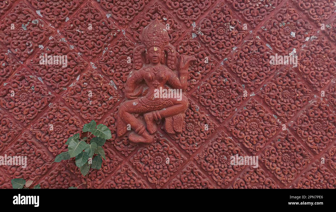 A wall sculpture of an Apsara, a female celestial spirit from Hindu and ...