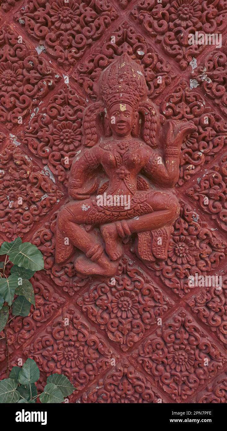 A wall sculpture of an Apsara, a female celestial spirit from Hindu and ...