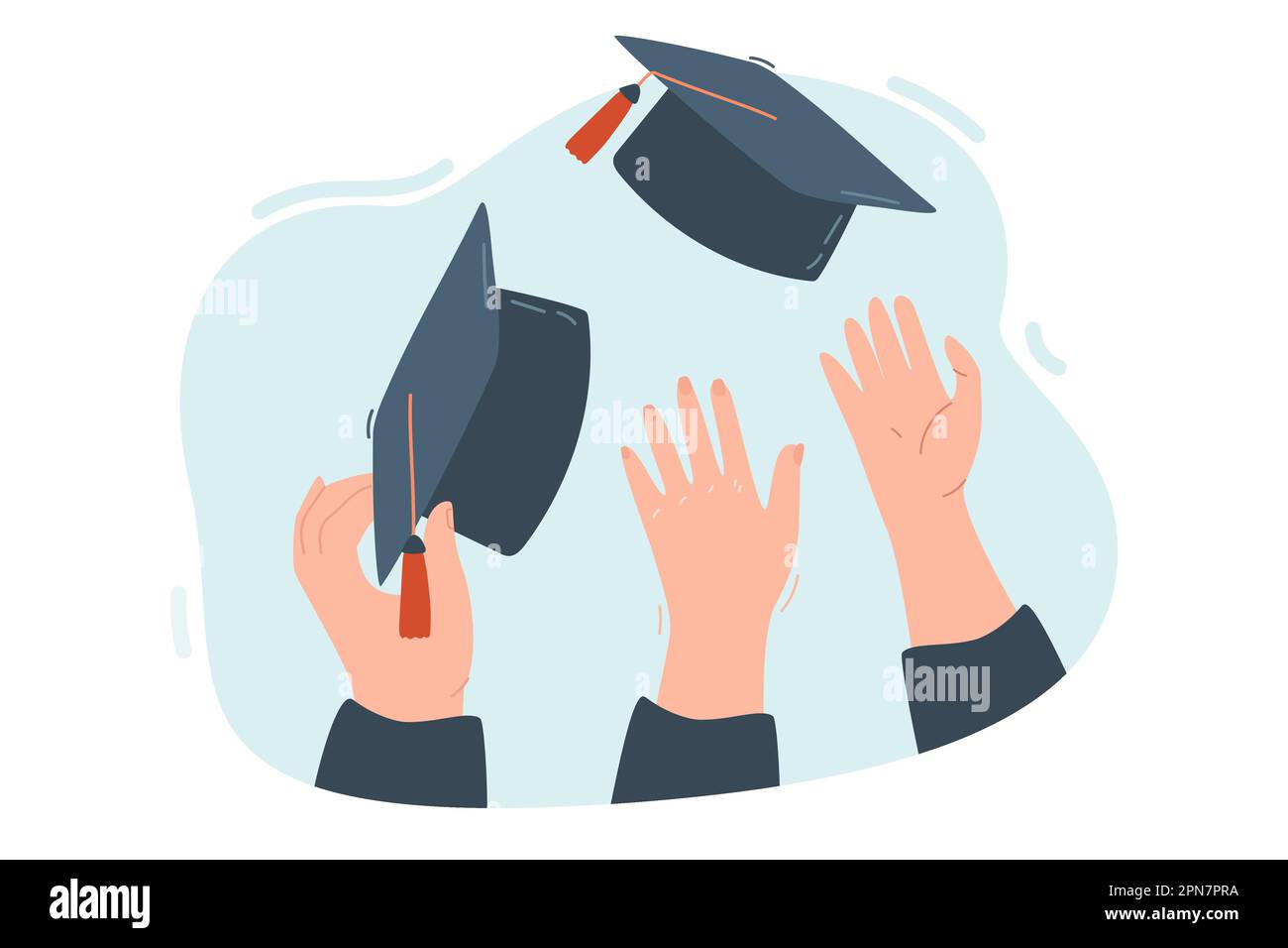 Hands throwing graduate caps flat vector illustration Stock Vector ...