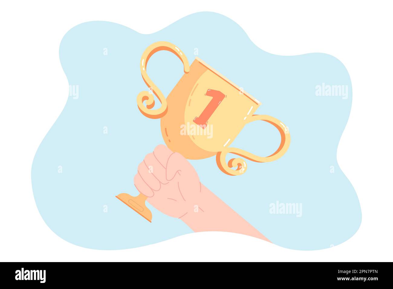 Hand holding gold cup flat vector illustration Stock Vector Image & Art ...