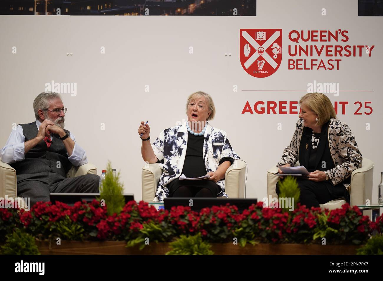 (left to right) Gerry Adams, Professor Monica McWilliams and Ambassador ...
