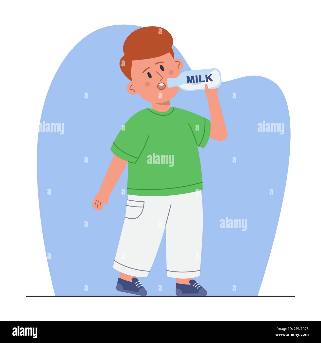 Cartoon boy drinking milk from glass bottle Stock Vector Image & Art ...