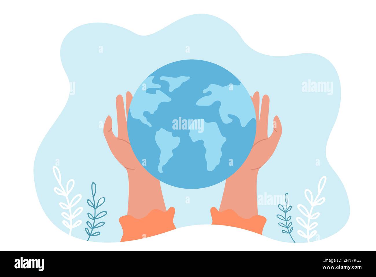 Hands holding planet earth flat vector illustration Stock Vector Image ...