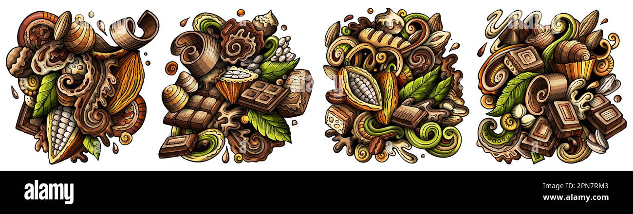Chocolate cartoon vector doodle designs set Stock Vector Image & Art ...
